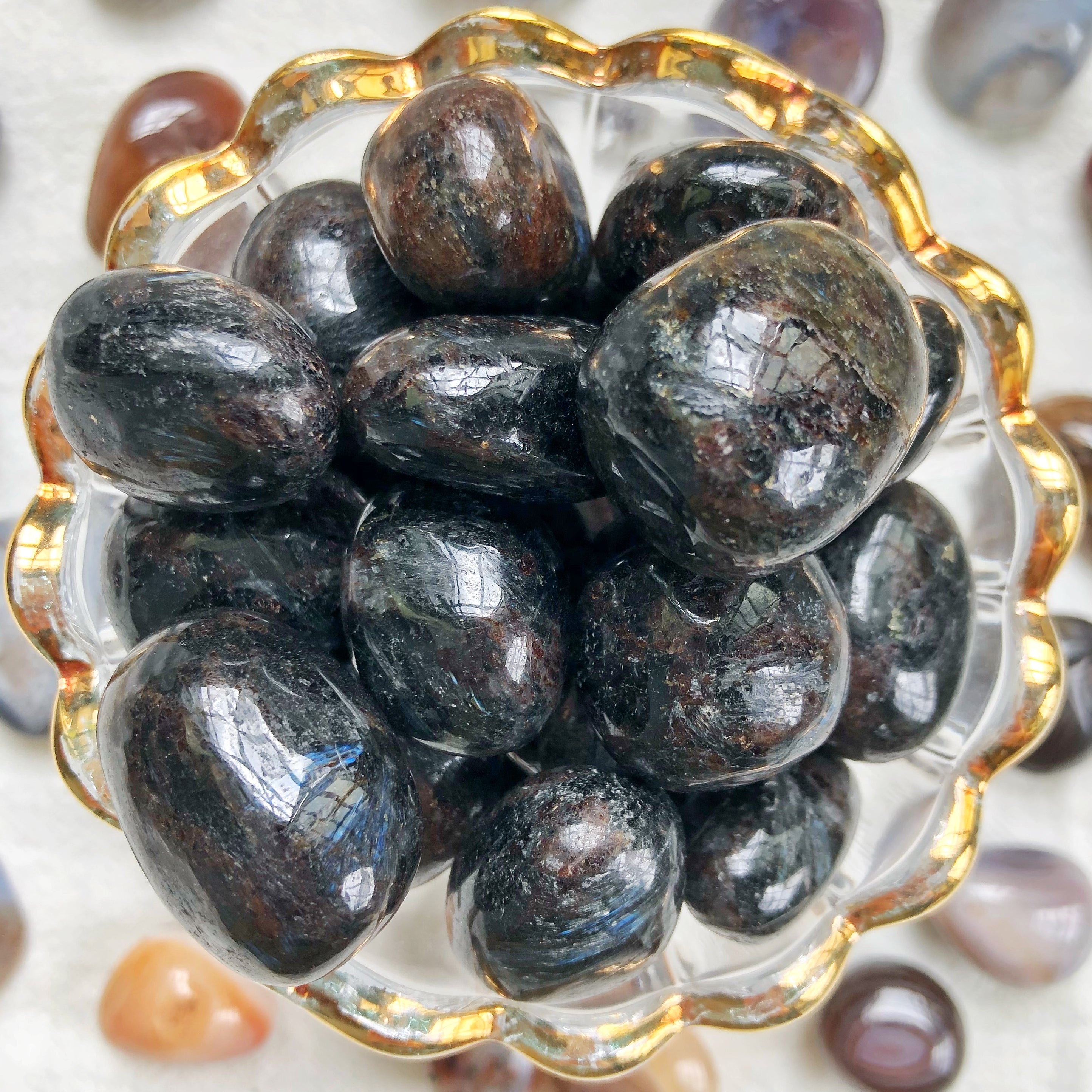 Arfvedsonite Tumbled Stones — Shimmer & Light