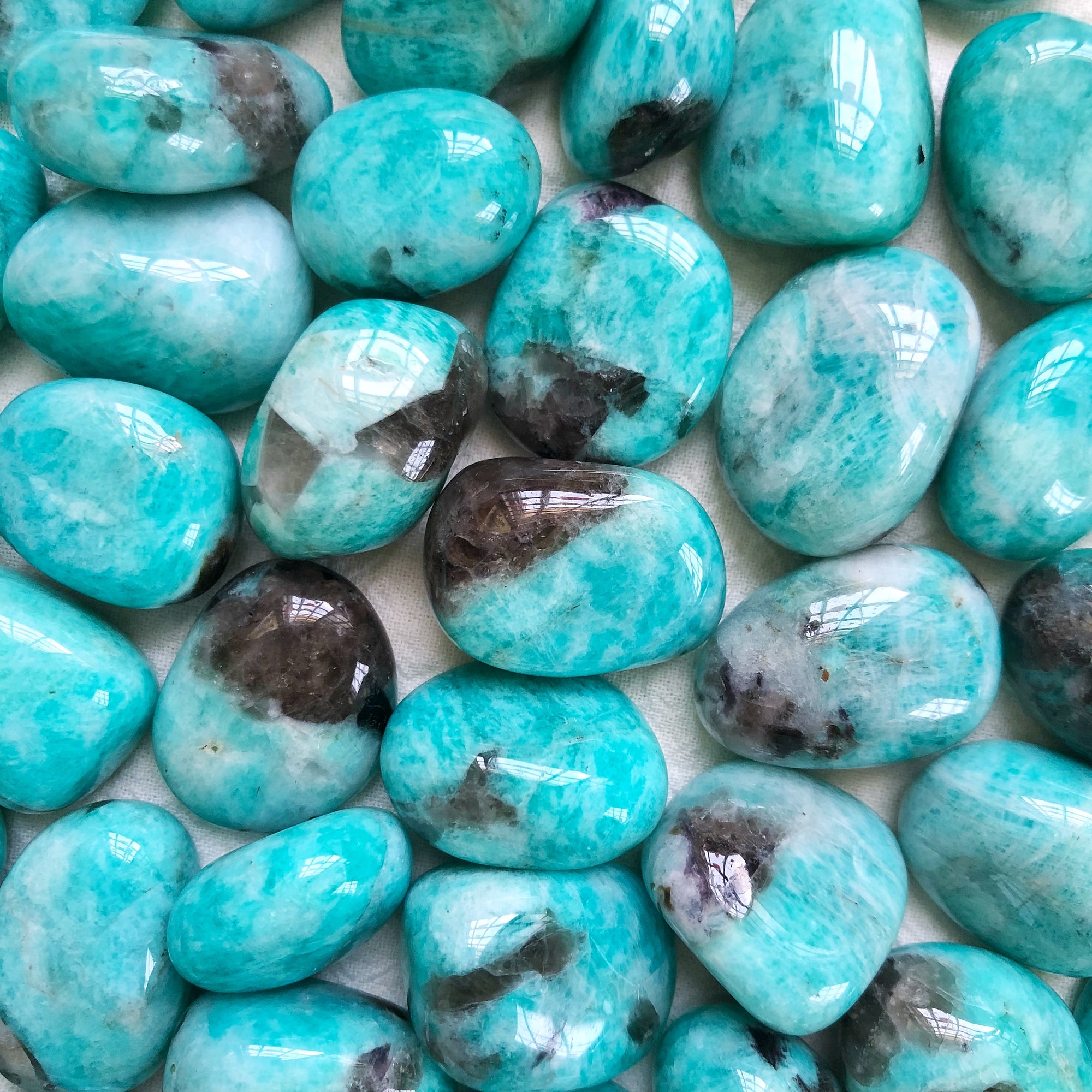 Amazonite (Russia) XQ Tumbled Stones — Shimmer & Light