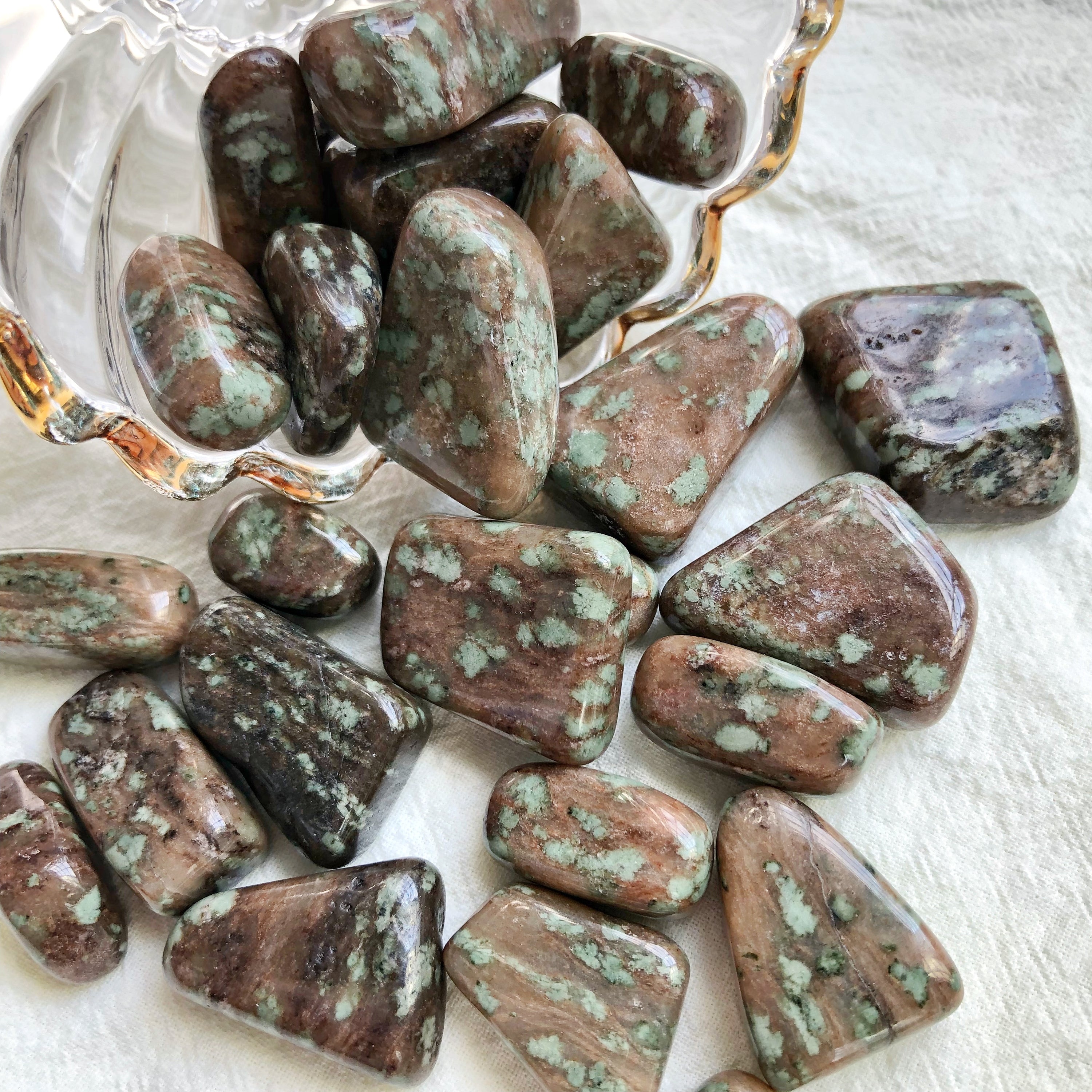 Nunderite (Nundoorite) Tumbled Stones — Shimmer & Light