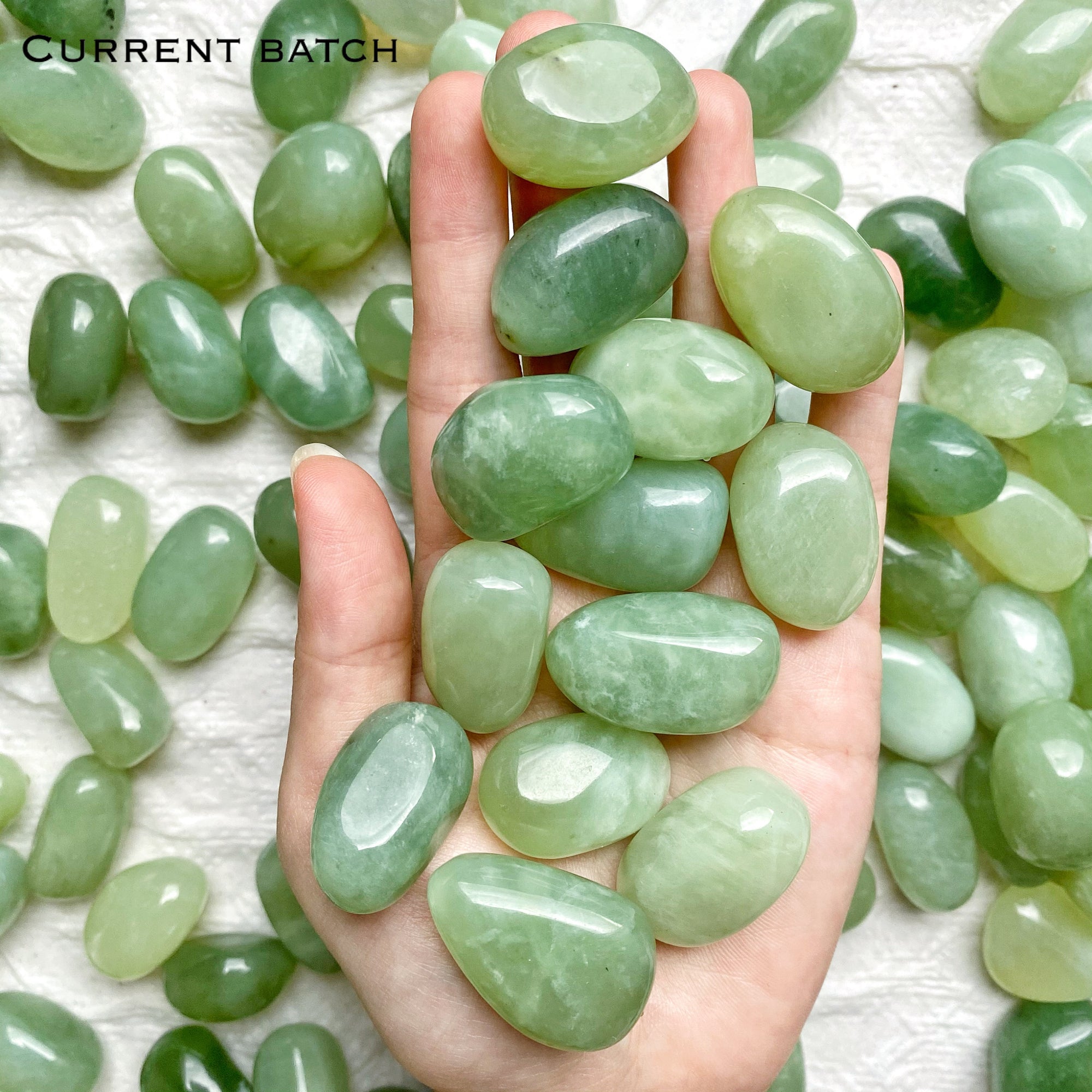 New Jade (Serpentine) Tumbled Stones — Shimmer & Light